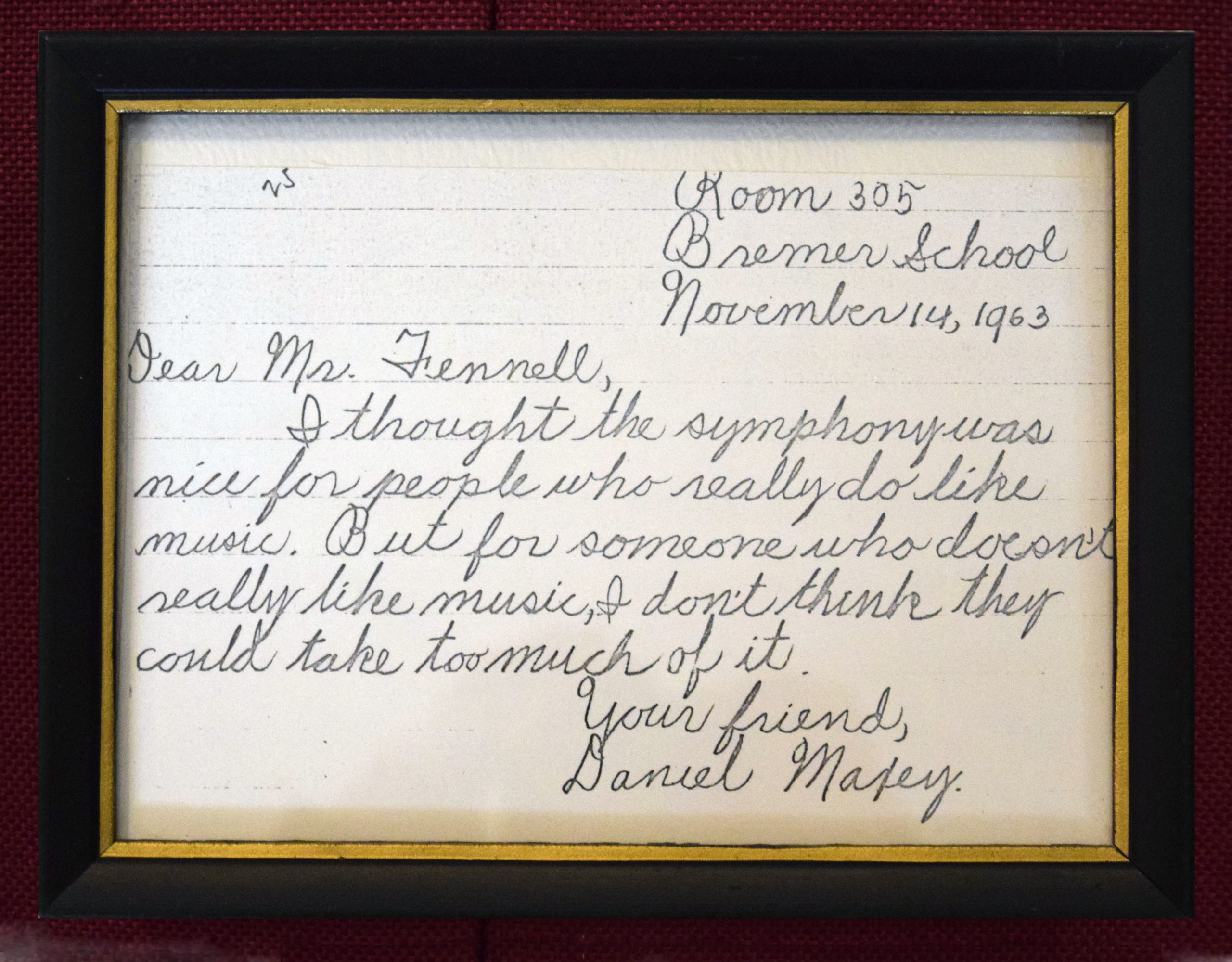Letter from Daniel Masey (1963) – Sibley Music Library