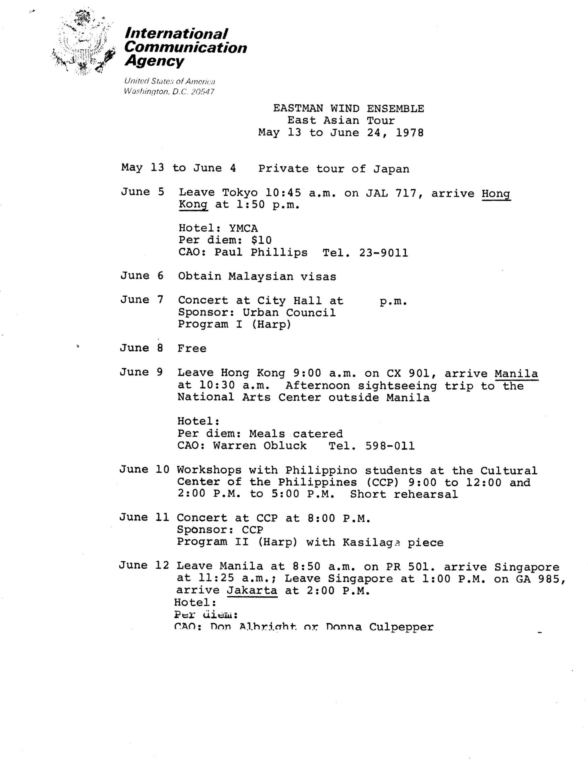 Concert schedule for the first three-week phase of the tour. – Sibley ...