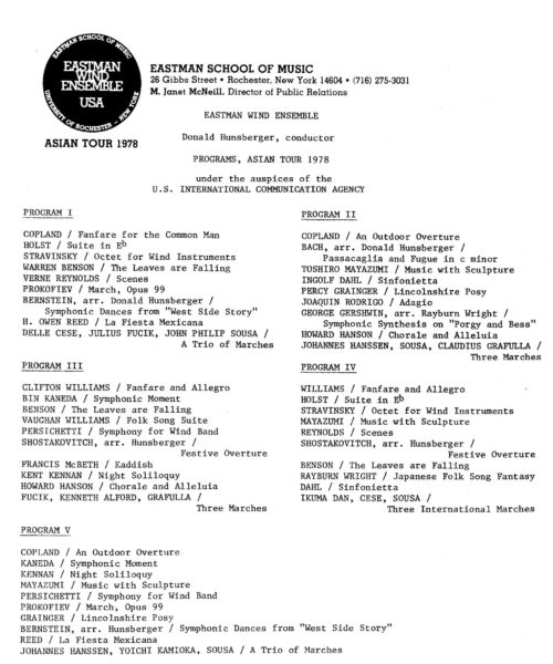 Concert programs developed for the tour – Sibley Music Library