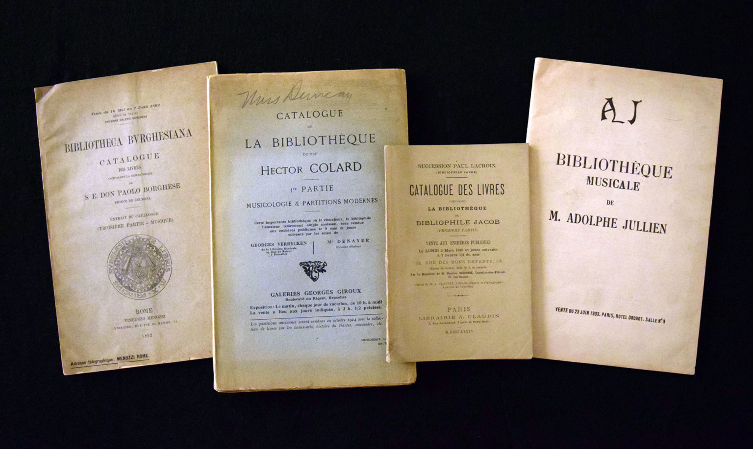 ANTIQUARIAN LIBRARY CATALOGS – Sibley Music Library