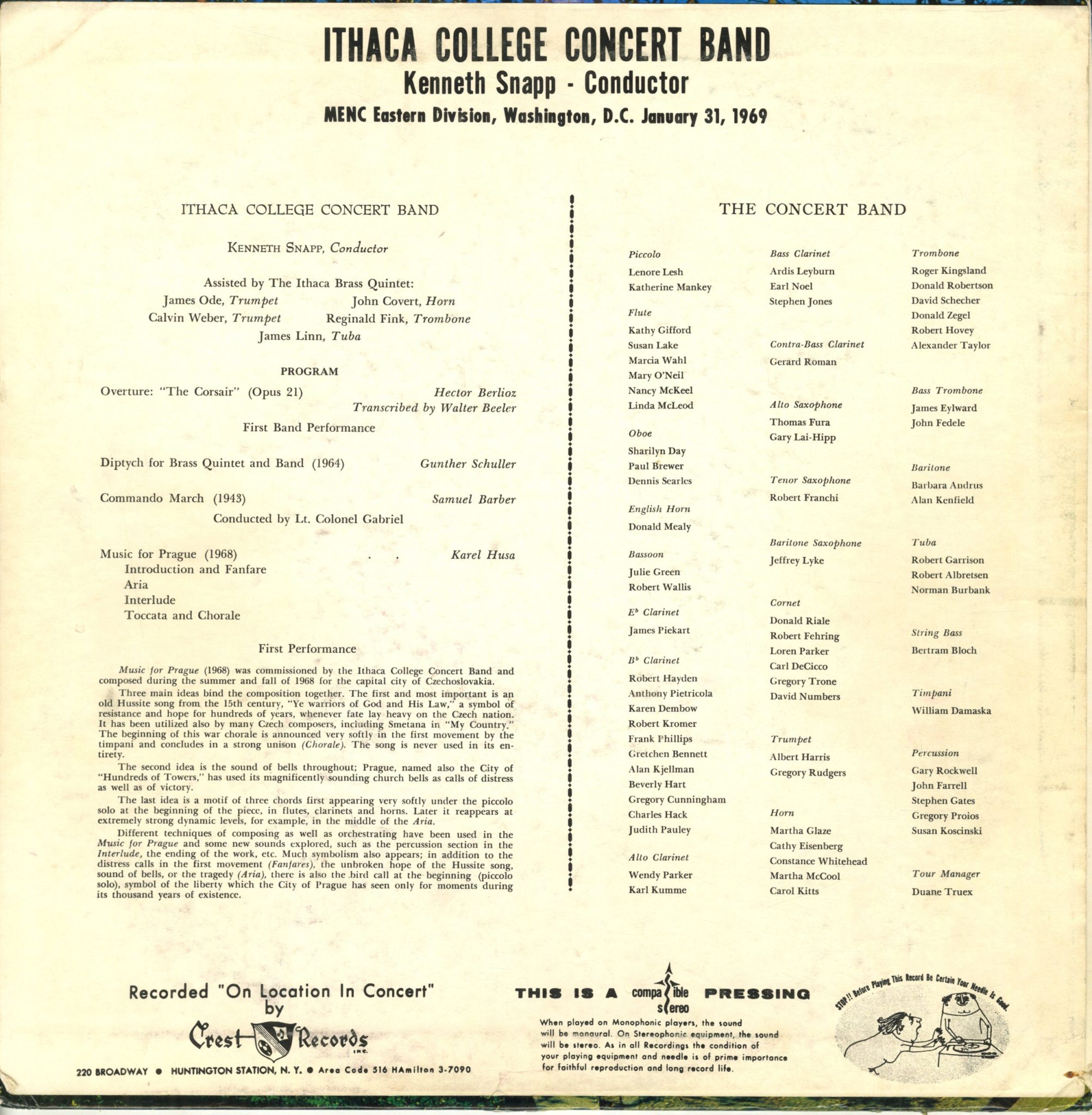 Karel Husa, Music for Prague 1968 – Sibley Music Library